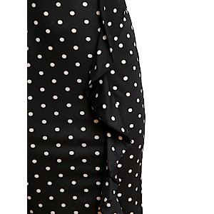 CISMARK Women's Casual Polka Dot Short Sleeve Round Neck Work Pencil Dress Black L
