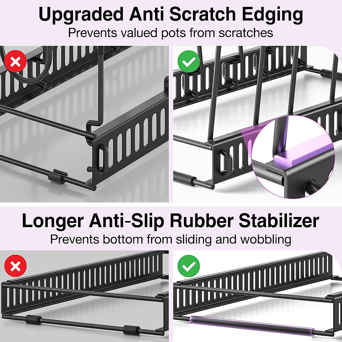 Pantasia Pots and Pans Organizer - for Cabinet, Bakeware Organizer[7-Tier Anti-Scratch], Kitchen Organizers and Storage for Cabinet, Cutting Board, Baking Cookie Sheet, Frying Pan Organizer