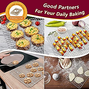 P&P CHEF Baking Sheet and Rack Set, 6 PACK (3 Sheets + 3 Racks), 3 Sizes Stainless Steel Baking Pans Cookie Sheets with Cooling Racks for Cooking & Roasting, Oven & Dishwasher Safe, Healthy & Durable