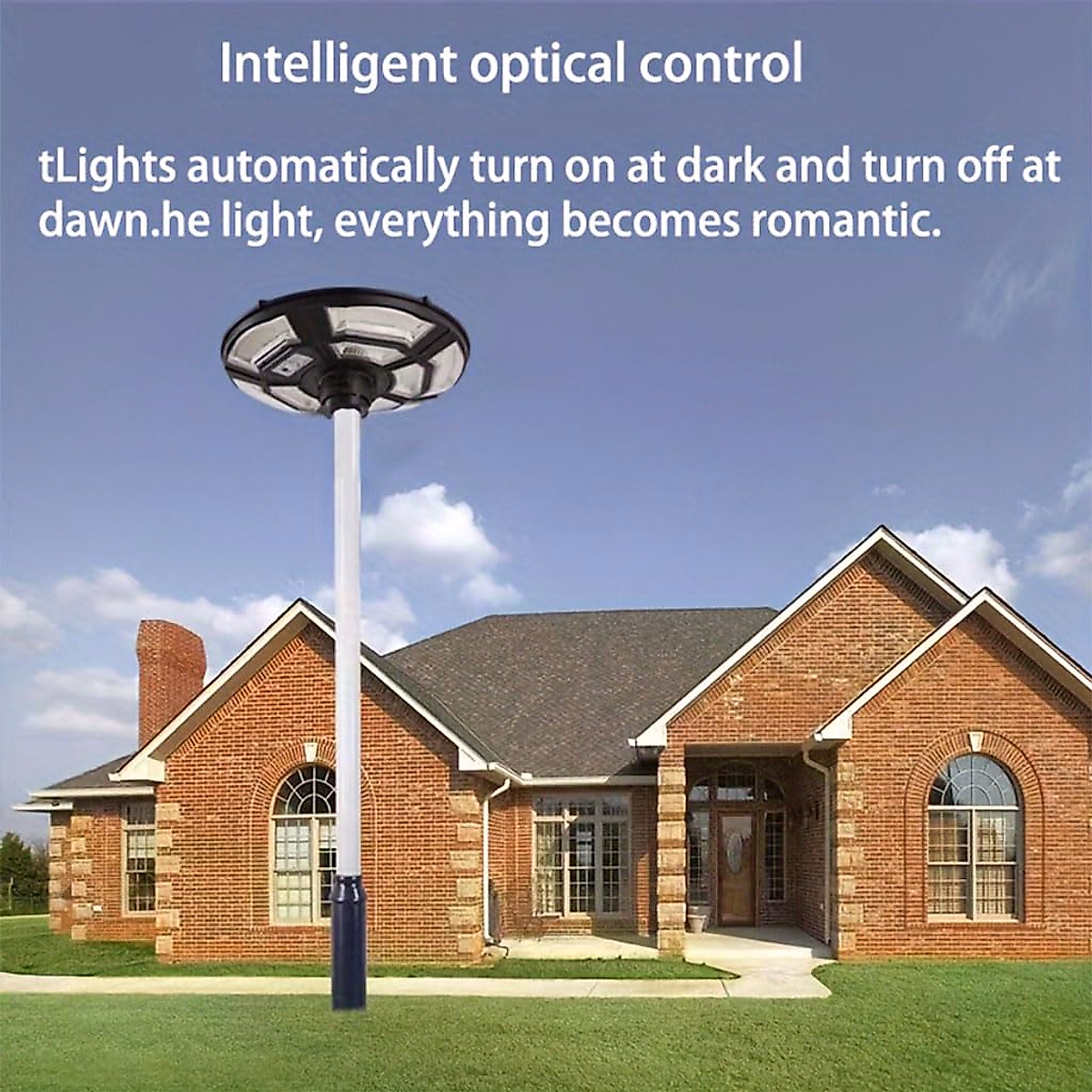 SEOCCTV Solar Street Lights Outdoor, Power Circular UFO Street Lamp Dusk to Dawn LED Solar Garden Lights Solar Parking Lot Lights for Highway Lighting Household Courtyard Rural Construction