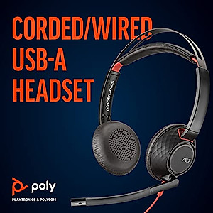 Plantronics Blackwire C5220 Binaural Headset with USB-A & 3.5 mm Jack, Black