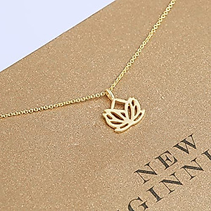 Gold Lotus Flower Pendant Necklace Collar Style pendant Collar Jewelry for Women Simple Leaf Design Jewelry for Women Dainty Openwork Design Gift for lovers friends