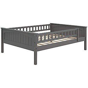 Harper & Bright Designs Full Over Full Bunk Bed with Trundle, Bunk Beds Full Over Full with Safety Rail & Ladder, Detachable Wood Full Bunk Bed Frame for Kids Girls Teens Adults ，Brushed Gray