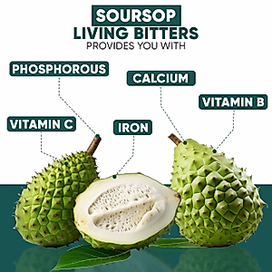 Herboganic Soursop Bitters Liquid | Natural Living Bitters for overall wellness 16 OZ | Soursop Bitters