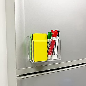 Magnetic Glass Whiteboard Holder, Magnetic Marker Holder, Magnetic Dry Erase Marker Holder, Whiteboard Marker Holder, Magnetic Pen Pencil Holder for Fridge,Whiteboards, Lockers,Transparent,1 Pack