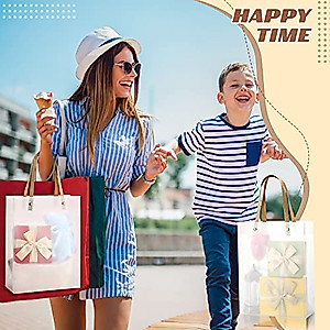 30 Pcs Clear Gift Bags with Handles, White Frosted Plastic Bags, Clear Reusable Bags for Gifts Party Favors, Transparent Tote Boutique Bags Gift Wrap Bags for Wedding, Retail, 10 x 8 x 3 Inch