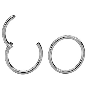 365 SLEEPERS 2 Pieces Titanium 16G Hinged Hoop Segment Septum Cartilage Helix Tragus Nose Ring Unisex Sleeper Earrings 6mm - 16mm