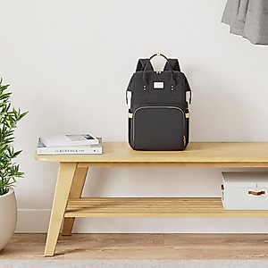 VSNOON Laptop Backpack for Women, 15.6 Inch Travel Backpack with USB Port Charging, Water Resistant Casual Durable Work Computer Bag for Women Men Girls, Black