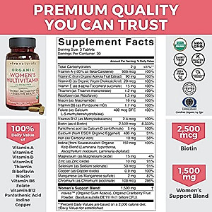 Organic Multivitamins for Women with Probiotics (90 Tablets) – Women Multivitamins for Daily Energy, Digestive Health and Immune Support Supplement with Vitamin B12, C, D and E, Iron, Folate.