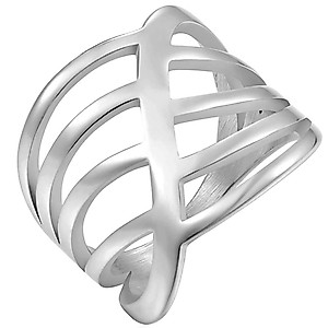 Jude Jewelers Stainless Steel Braided Knot Waved Net Style Wedding Promise Anniversary Ring (Silver, 12)