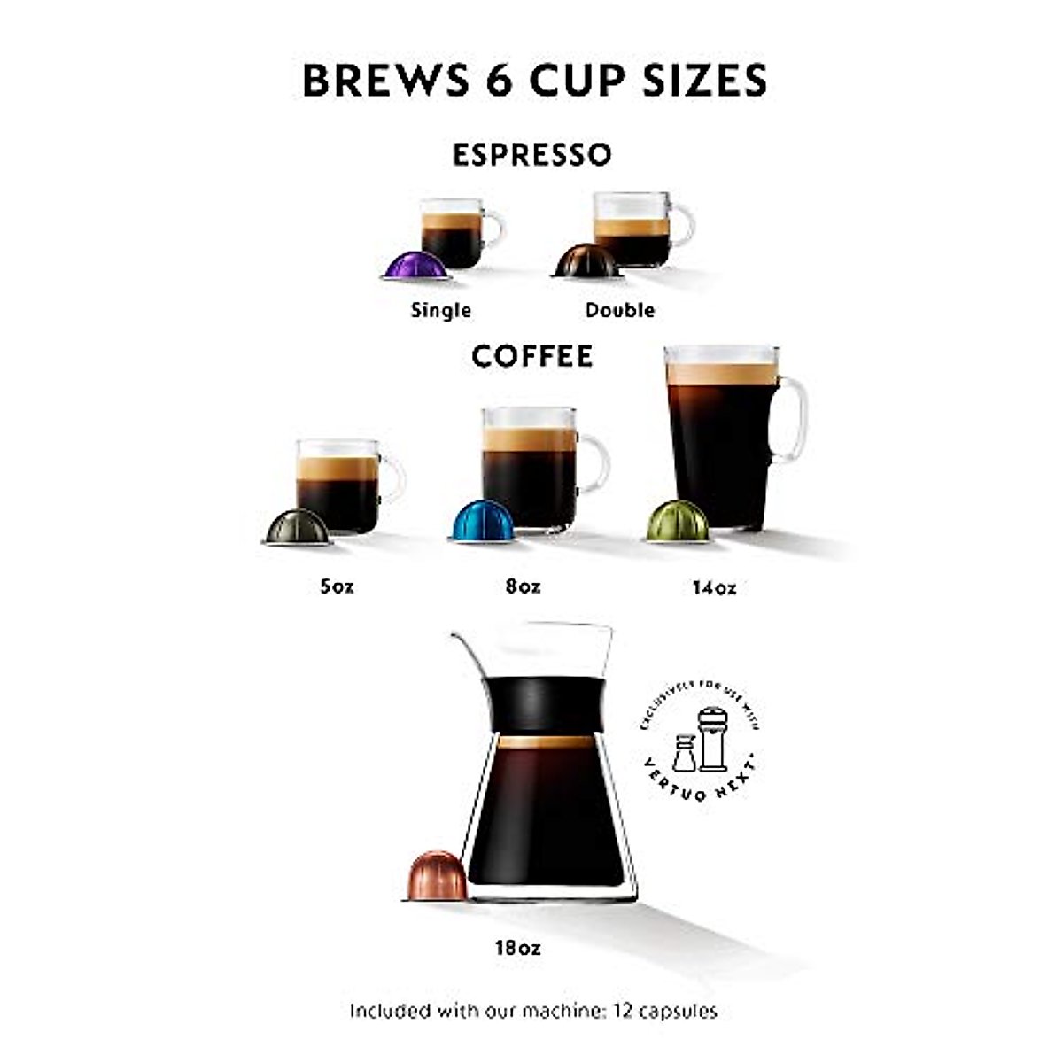 Nespresso Vertuo Next Coffee and Espresso Machine by De'Longhi, White, Compact, One Touch to Brew, Single-Serve Coffee Maker and Espresso Machine