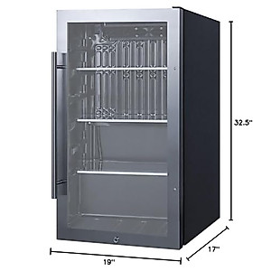 Summit Appliance SPR488BOSADA Shallow Depth Indoor/Outdoor Beverage Cooler, ADA Compliant, Built-in Capable, Weatherproof Design, 17" Shallow Depth, Double Pane Tempered Glass Door, Automatic Defrost