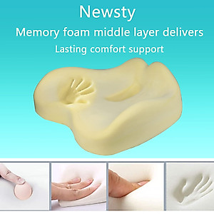 Newsty Pressure Relief Seat Cushion for Long Sitting Hours on Office, Home Chair, Car Memory Foam Office Chair Cushion for Back, Coccyx, Tailbone Pain Relief（Black）