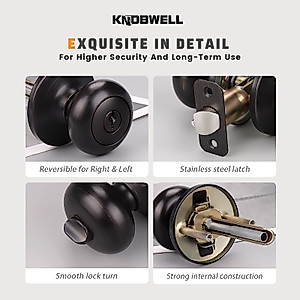 KNOBWELL 5 Pack Keyed Entry Door Knobs with Same Keys, Modern Door Knob Keyed Alike, Exterior Locking Door Knobs with Keys, Oil Rubbed Bronze