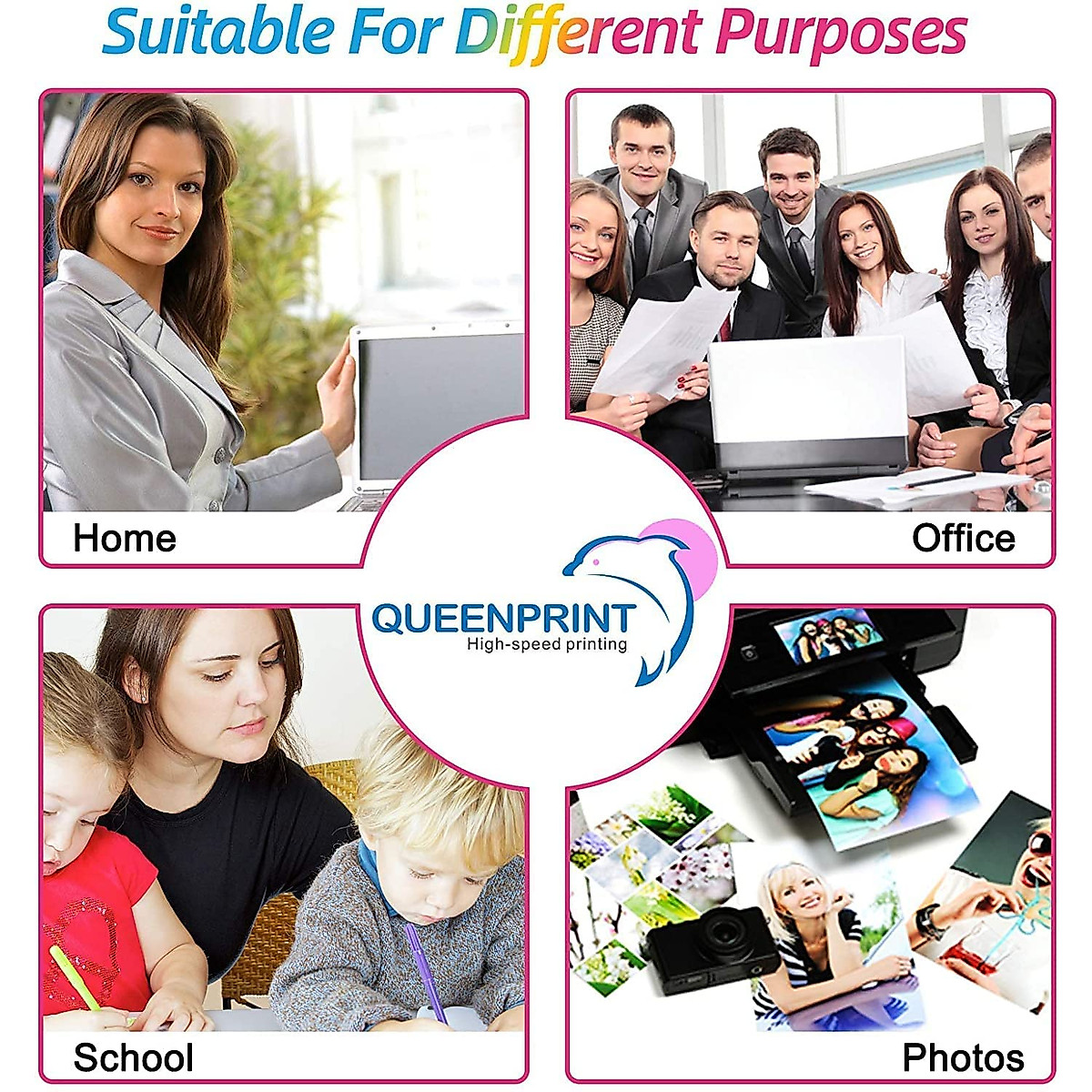 for hp 67 Ink cartridges XL QUEENPRINT for hp67 Ink Cartridge 67XL 67 XL Black/Color Combo Pack for Envy 6055e 6055 6052 6075 Envy Pro 6455e 6455 6475 6452 6458 DeskJet 4155 2755e 2755 4052