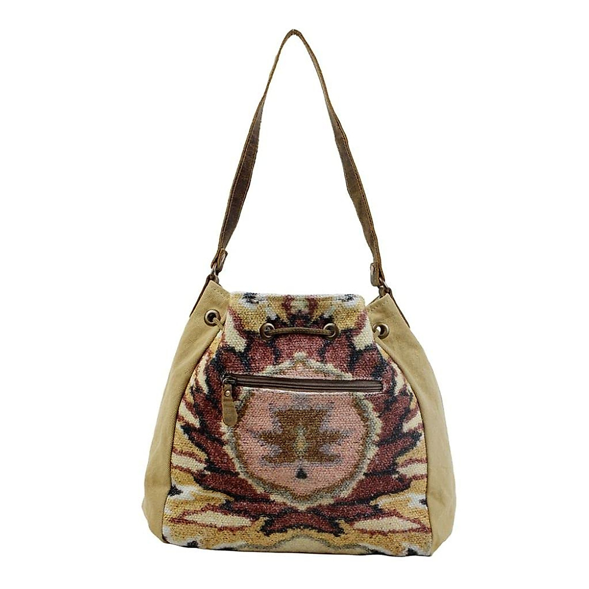 Myra Bag Diversified Bucket Bag Upcycled Cotton & Cowhide Leather S-2871