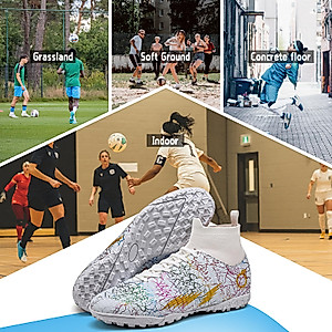 Indoor Soccer Cleats Football Cleats Mens Women Football Shoes Tacos de Futbol para Hombre Guayos de Fútbol Zapatos para Futbol para Hombres Turf Cleats High Top Futsal Soccer Shoes TF