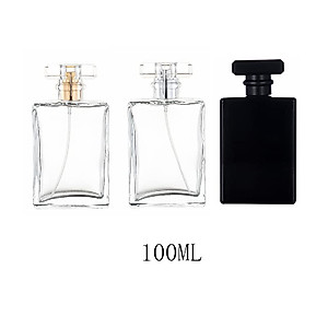 YORROR 2 Pack 100ml Clear Thick Glass Perfume Atomizer,Empty Refillable Perfume Spray Bottle for Men and Women,Portable Fragrance Fine Mist Spray Bottle Perfume Dispenser for Travel (Silver