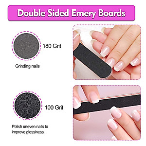 Nail File and Buffer, Wosweet Professional Manicure Tools Kit 6pcs Rectangular Art Care Buffer Block 6pcs 100/180 Grit Doublesided Nail Files 1pcs Purple 180/240 Emery Board