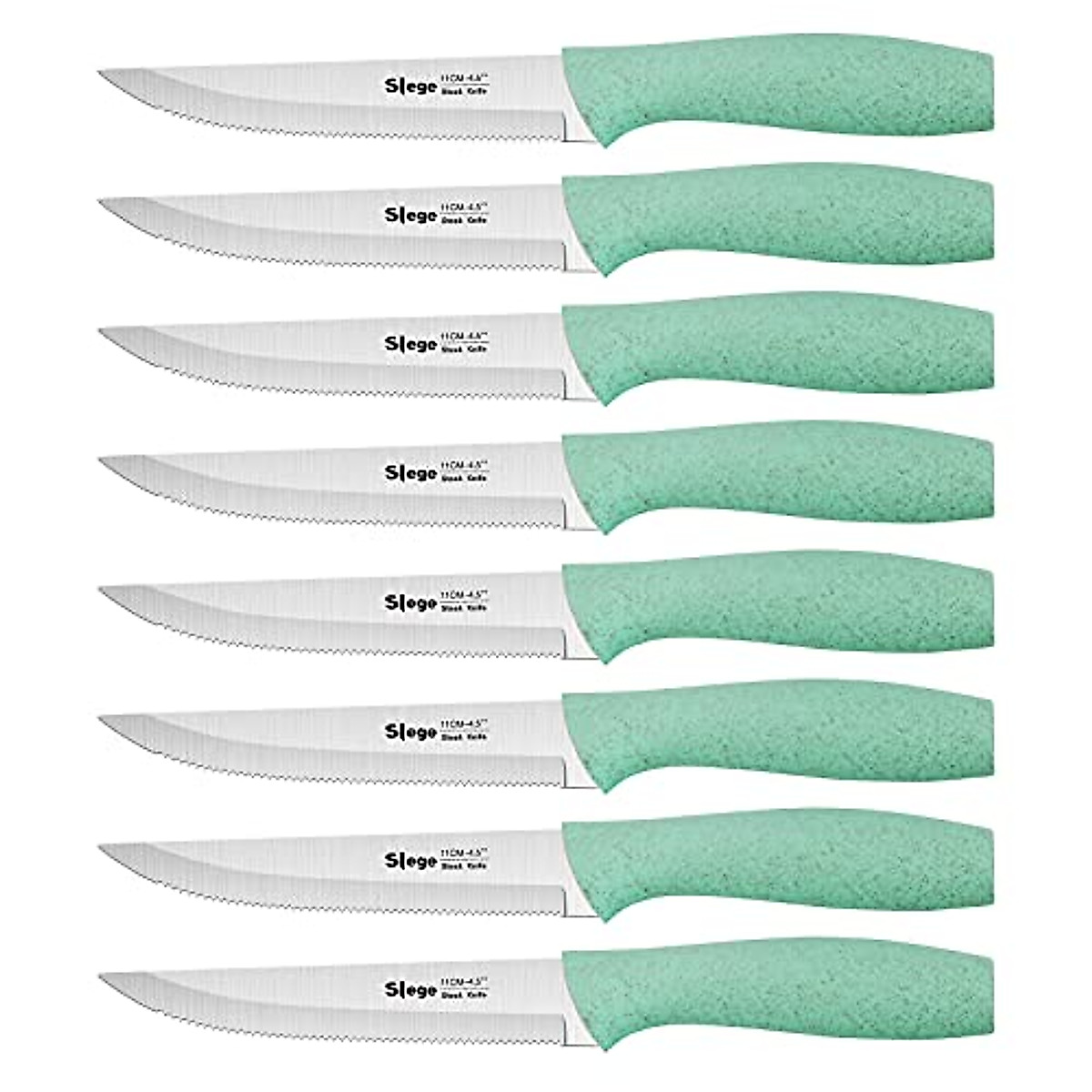 Slege 8pcs Steak Knife Set, Stainless Steel Knives with Extre-light Straw Handle, Serrated