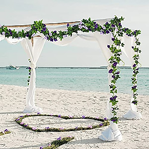 Floweroyal 2 Pack Artificial Flower Garlands 15.8FT Fake Rose Vines Silk Flowers Hanging Rose Ivy for Wedding Arch Party Home Garden Wall Decor (Purple)