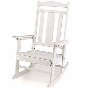 ZJHYXYH Rocking Chair All Weather Rocking Chair High Back Porch White