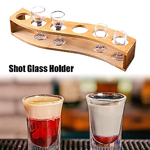 Coasta Shot Glass Holder Set-1Oz/30Ml Shot Glass Set Bamboo Shot Glass Holder, 6Pcs Shot Glass Set, Perfect for Party, Bar