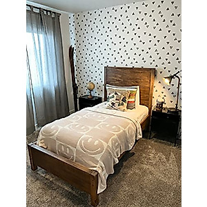 Checkered Blanket, Smiley Face Throw, Soft Cozy Microfiber Plush Blanket, Checkerboard Pattern, Reversible, Stretchy Throw Blanket 51" X 63" (White and Beige)