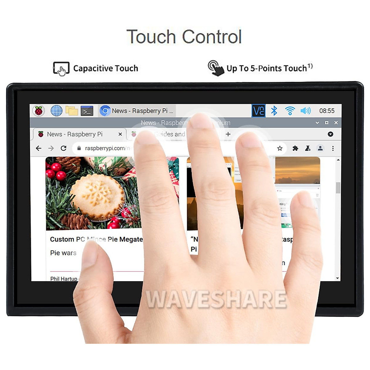 3.5" DPI Touch LCD 640x480, DPI666 262K Colors 60Hz Refresh Rate IPS Display Capacitive Screen, Toughened Glass Cover,for Raspberry Pi 4B/3B+/3A+/Pi Zero/Pi Zero 2W/Compute Module 4