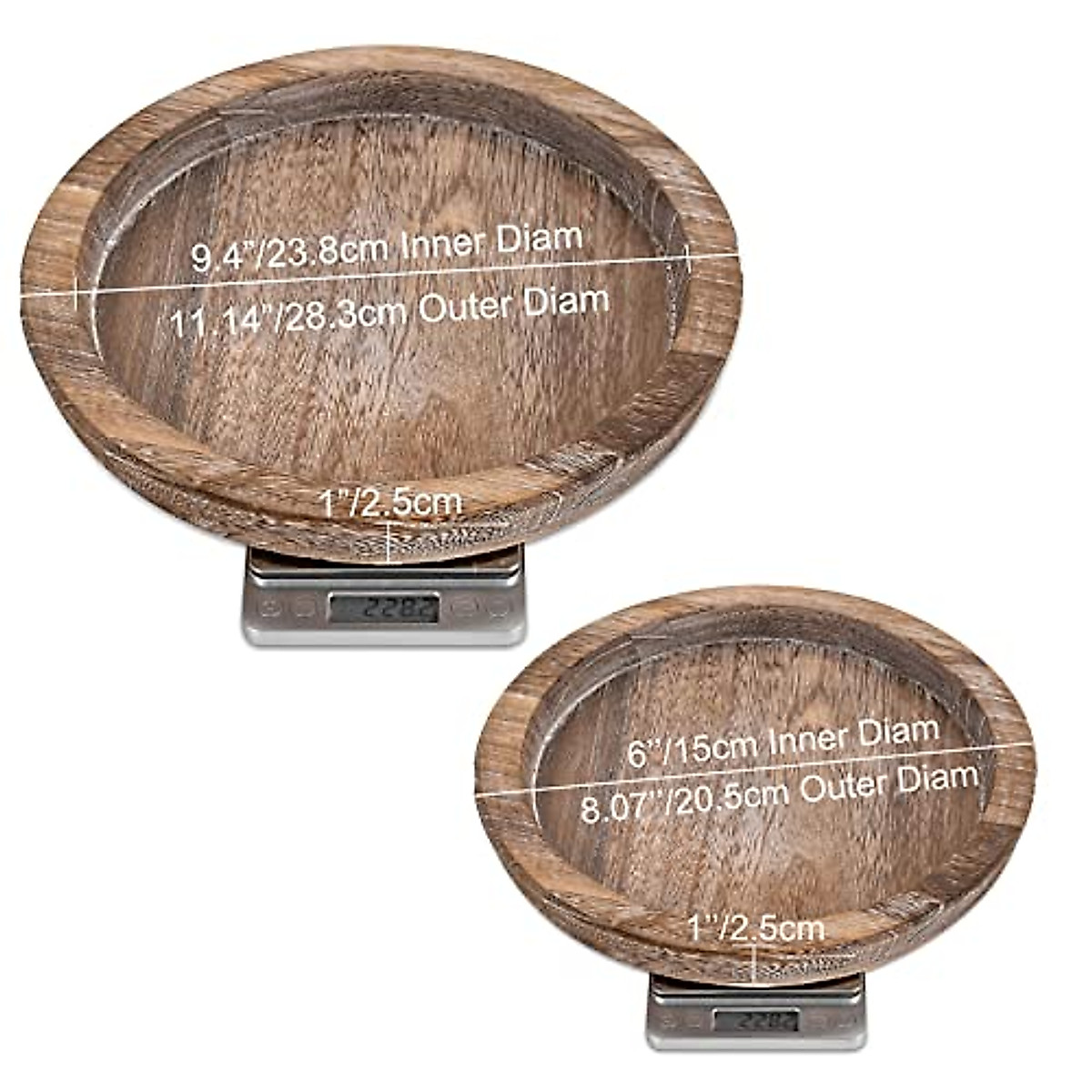 ICAROOM Rustic Wooden Serving Tray - Round Wood for Coffee Table, Candle Holder Home Decor, Small Tray, Decorative Trays Decor (8.07 in / 20.5 cm)