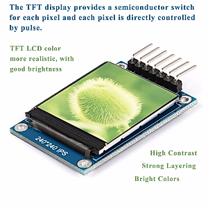 MakerFocus TFT LCD Screen Display 1.3inch TFT LCD Module, 240x240 IPS 65K Full Color 3.3V with SPI Interface ST7789 IC Driver, 51 STM32 Ar duino Routines for DIY