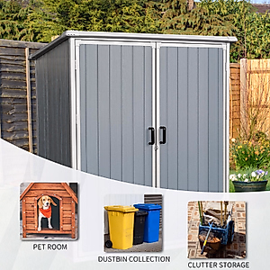 GLANZEND 5x3 FT Resin Outdoor Storage Shed, All Weather Waterproof Garden Storage Cabinet with Lockable Double Doors, Outside Utility Tool Sheds for Bikes and Patio, Light Gray
