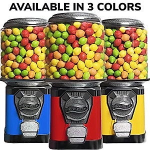 Gumball Machine for Kids - Red Vending Machine with Stand and Cylinder Globe - Bubble Gum Vending Machine and Black Metal Stand Bundle - Coin Gumball Machine