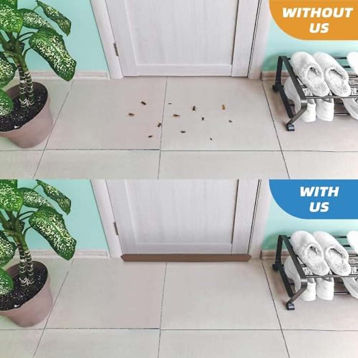 Shalmid Home Under Door Draft Stopper, 24 to 38 Inch Adjustable Draft Stoppers, Blocks Dust Wind Light Noise (Coffee Stripe)