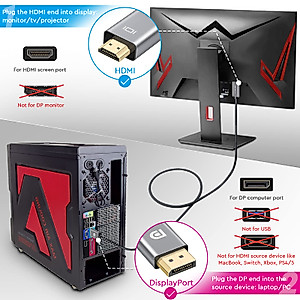 PEUZAVA 4K DisplayPort to HDMI Cable 6ft, Premium DP to HDMI Braided High Speed Cord Compatible with Computer Desktop Laptop PC Monitor Projector HDTV