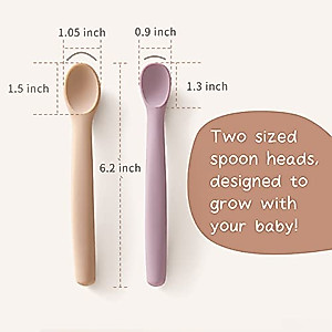 Moonkie Silicone Baby Spoons Set of 4, Soft-Tip Spoons for First Stage Infant Feeding, Bendable, Chewproof Baby Training Spoon Baby Utensils, Ideal for Self-Feeding and Baby Led Weaning