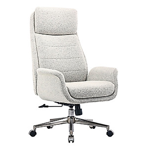 Realspace® Modern Comfort Pizana Bouclé Fabric High-Back Executive Office Chair, Light Sand/Brushed Nickel, BIFMA Compliant