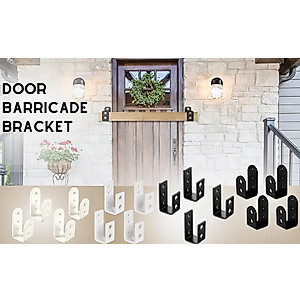 2x4 Door Barricade Bracket Heavy Duty Open bar Security Holder Bracket Security bar Door Stopper fits 2x4 Board Lumber Door Jammer and Tool Hanger for Your Home Barn Shed Garage (White-M2-Set 2)