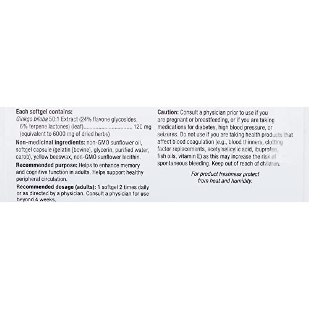 webber naturals Ginkgo Biloba 120mg 300 Softgels