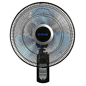 SD Life Wall Mounted Fan Oscillating 16 Inch 3 Speed Remote Control Indoor Outdoor Black