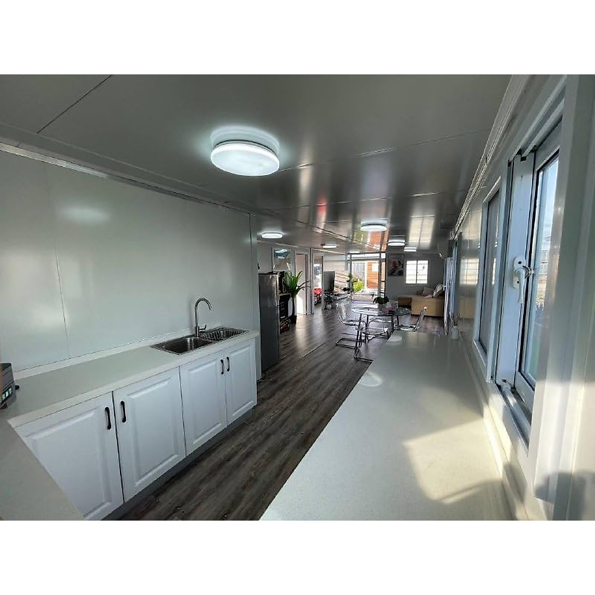 40FT Tiny House to Live in,SAA Portable Prefab House with 3 Bedroom 1 Full Equipped Bathroom and Kitchen,Foldable Mobile Home with Steel Frame,Prefabricated Expandable Container House for Adult Living