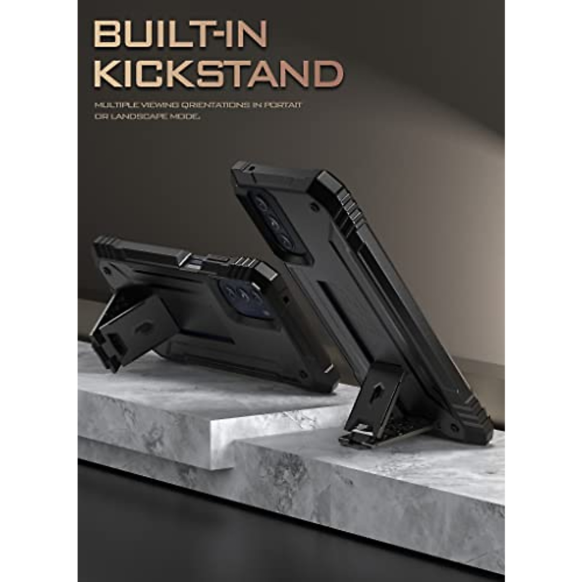 Poetic Revolution Case for Motorola Moto G 5g 6.5" (2022), [6FT Mil-Grade Drop Tested], Full-Body Rugged Dual-Layer Shockproof Protective Cover with Kickstand and Built-in-Screen Protector, Black