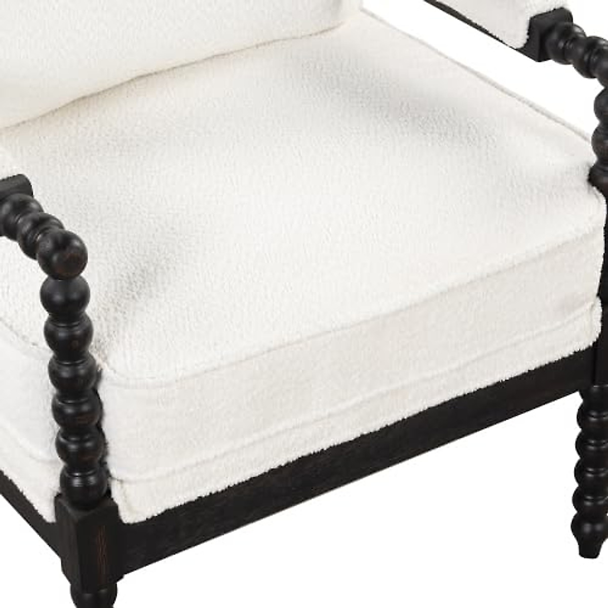 YISH SG000780ABK Modern Lounge Accent Velvet Single Sofa Chair with Ottoman and Armrests Pad, Upholstered Armchair for Living Room Bedroom Office, Black&White