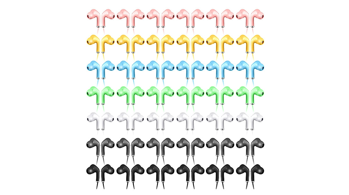 Bulk 50 Pack Earbud Headphones for Students & Adults