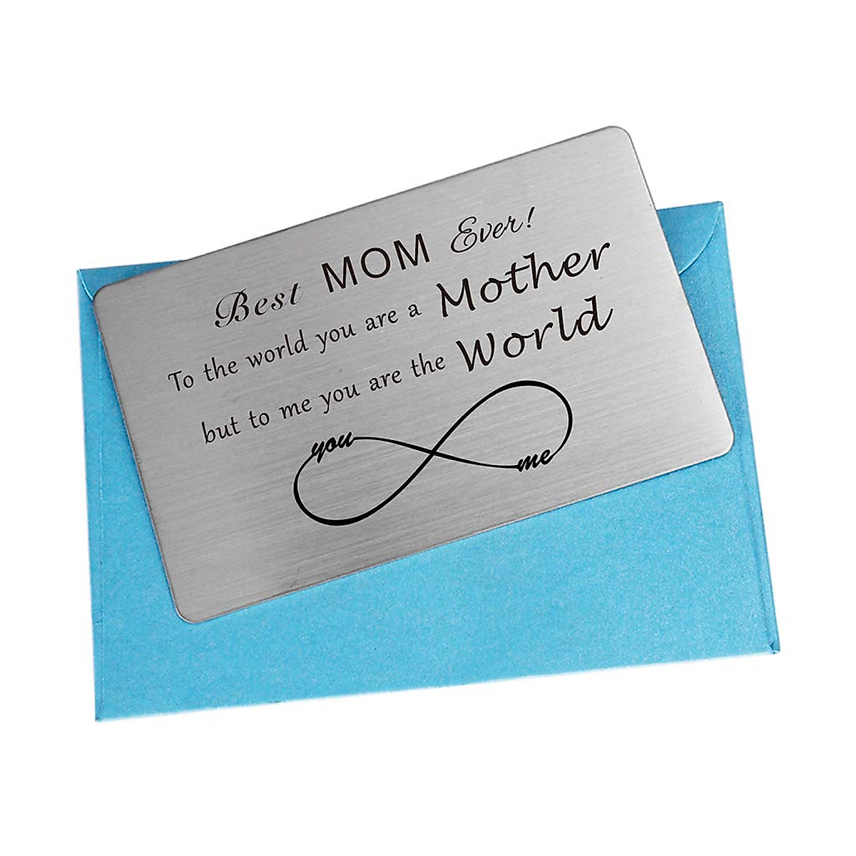 FALOGIJE Best Mom Ever Wallet Card - To The World You Are A Mother - Birthday Card for Mom, Christmas