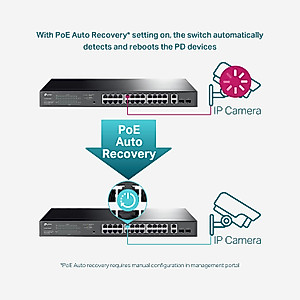 TP-Link TL-SG1428PE 24 Port Gigabit PoE Switch Easy Smart Managed 24 PoE+ Port @250W w/ 2 UL Gigabit Ports + 2 SFP Slots PoE Auto Recovery QoS, Vlan, IGMP & LAG