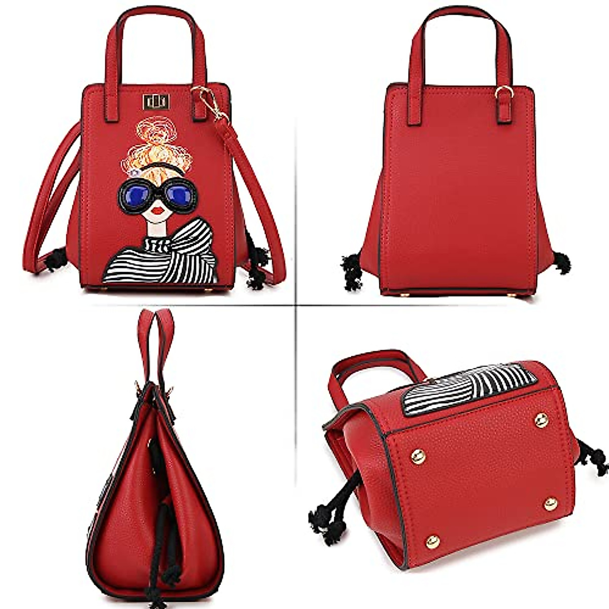 ENJOININ Novelty Lady Face Purses and Handbags for Women Funky Top Handle Satchel Tote Crossbody Shoulder Bags