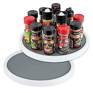 Homeries Lazy Susan Turntable (12 Inches) - Single Round Rotating Kitchen Spice Organizer for Cabinets, Pantry, Bathroom, Refrigerator - Non-Skid Surface & Rimmed Edge 2 Pack