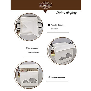 HUNRUNG Storage Boxes with Lids Rectangle/Square Storage Bins，Storage Basket Cute Canvas Organizer Bin for Pet/Children Toys, Books, Clothes Perfect for Rooms（Square-Love-Elephant-with lid）