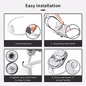 Lupfung Baby Swings for Infants, Bluetooth Baby Rocker with 5 Unique Motions, Natural Sway Baby Swing for Newborn, LED Touch Panel,Music Speaker ,Remote Control,Swing for Infants ,Gray